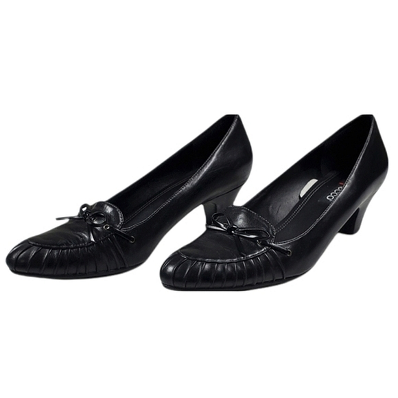 Ecco | Shoes | Ecco Black Moccasin Heel | Poshmark